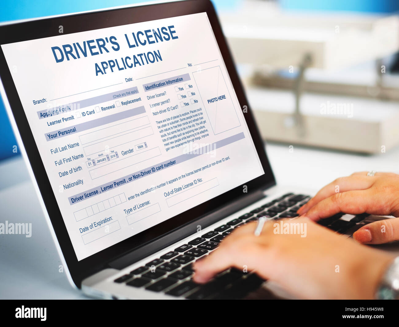 Demande de permis de conduire Concept d'identification Photo Stock - Alamy