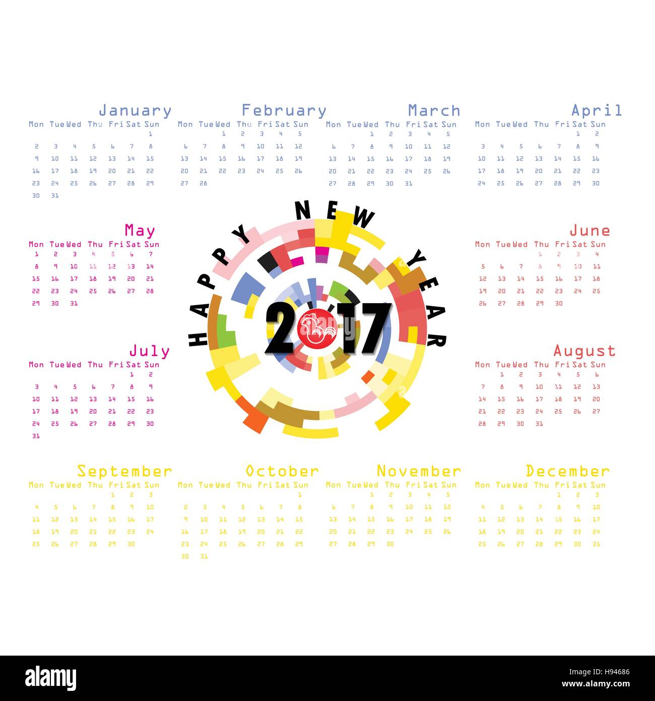 Calendrier 2017 Calendrier 2017.Modèle pour l'année modèle de ...