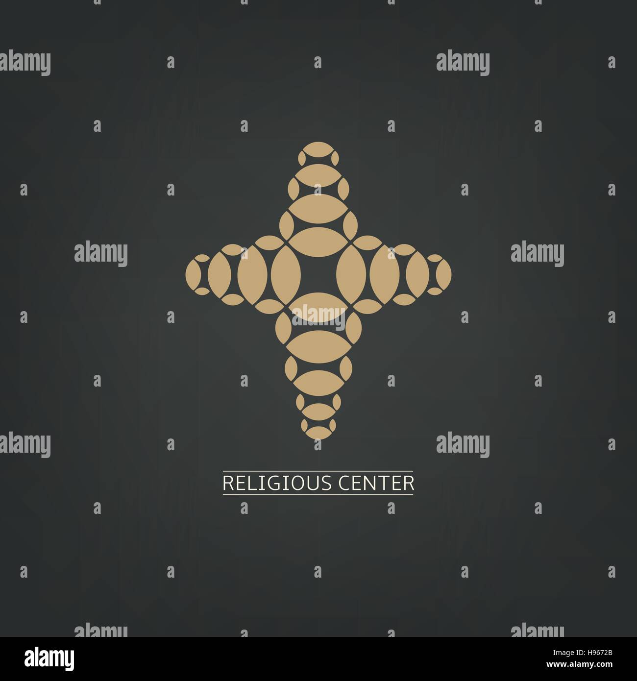 Logo croix isolée avec éléments dorés. La religion ou medicine concept ...