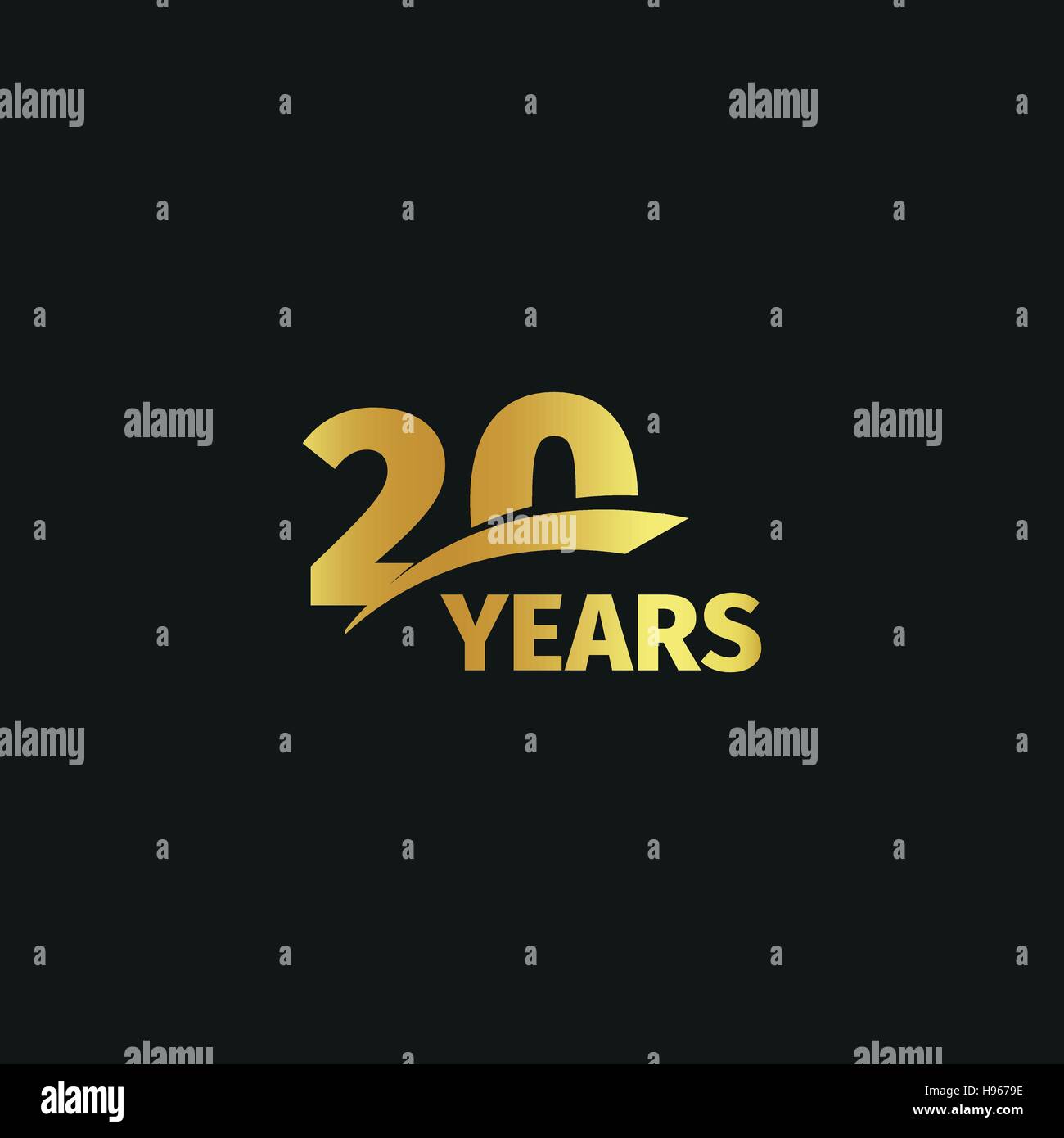 Résumé isolés golden 20e anniversaire logo sur fond noir. Numéro 20 logotype. Vingt ans jubilee ...