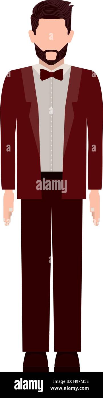 L'homme silhouette avec costume formel et bowtie vector illustration ...