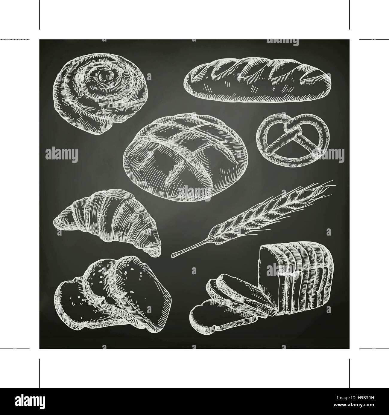 Du pain, des croquis sur le tableau vector set Image Vectorielle Stock ...