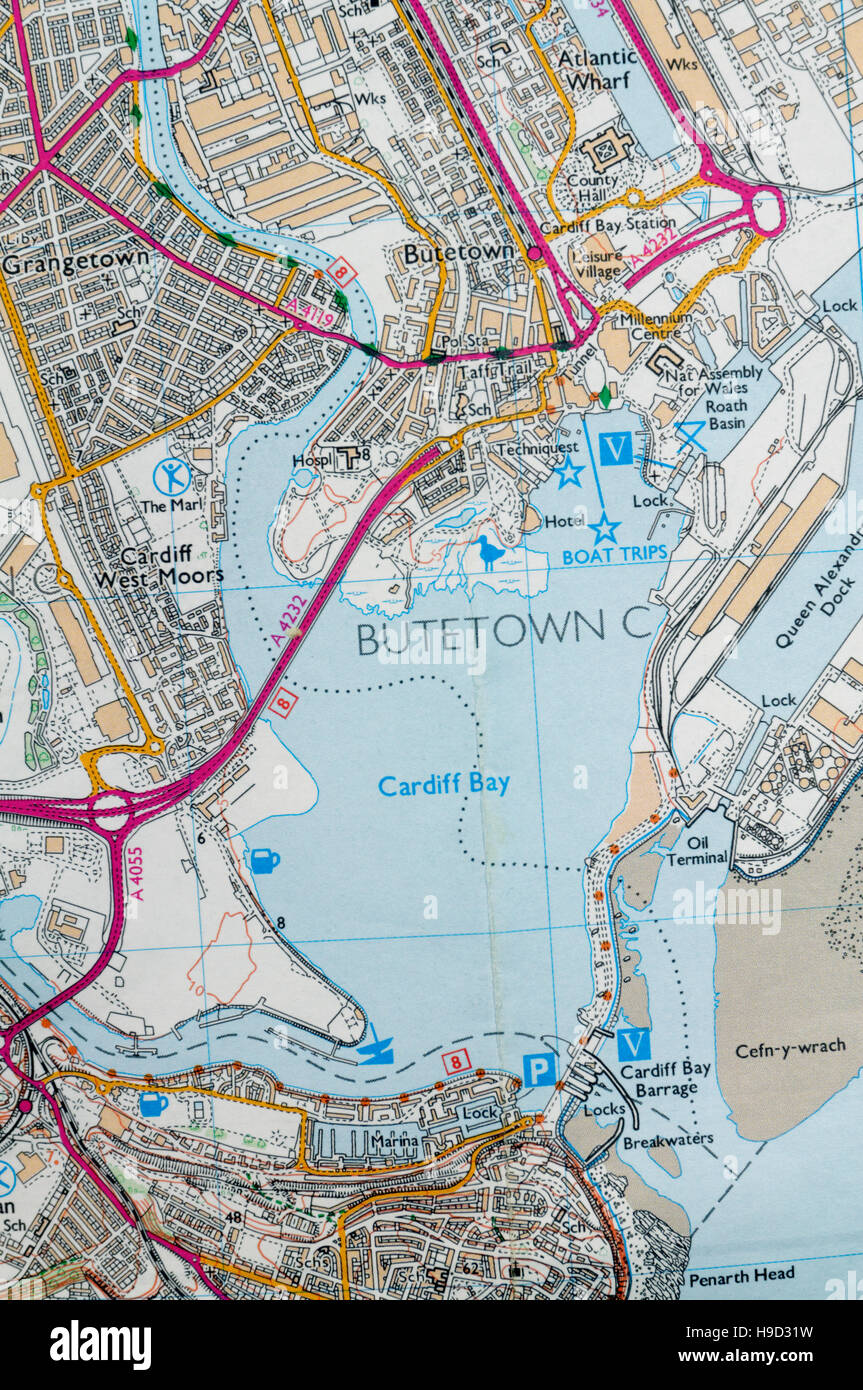 Cardiff Map Banque d'image et photos - Alamy