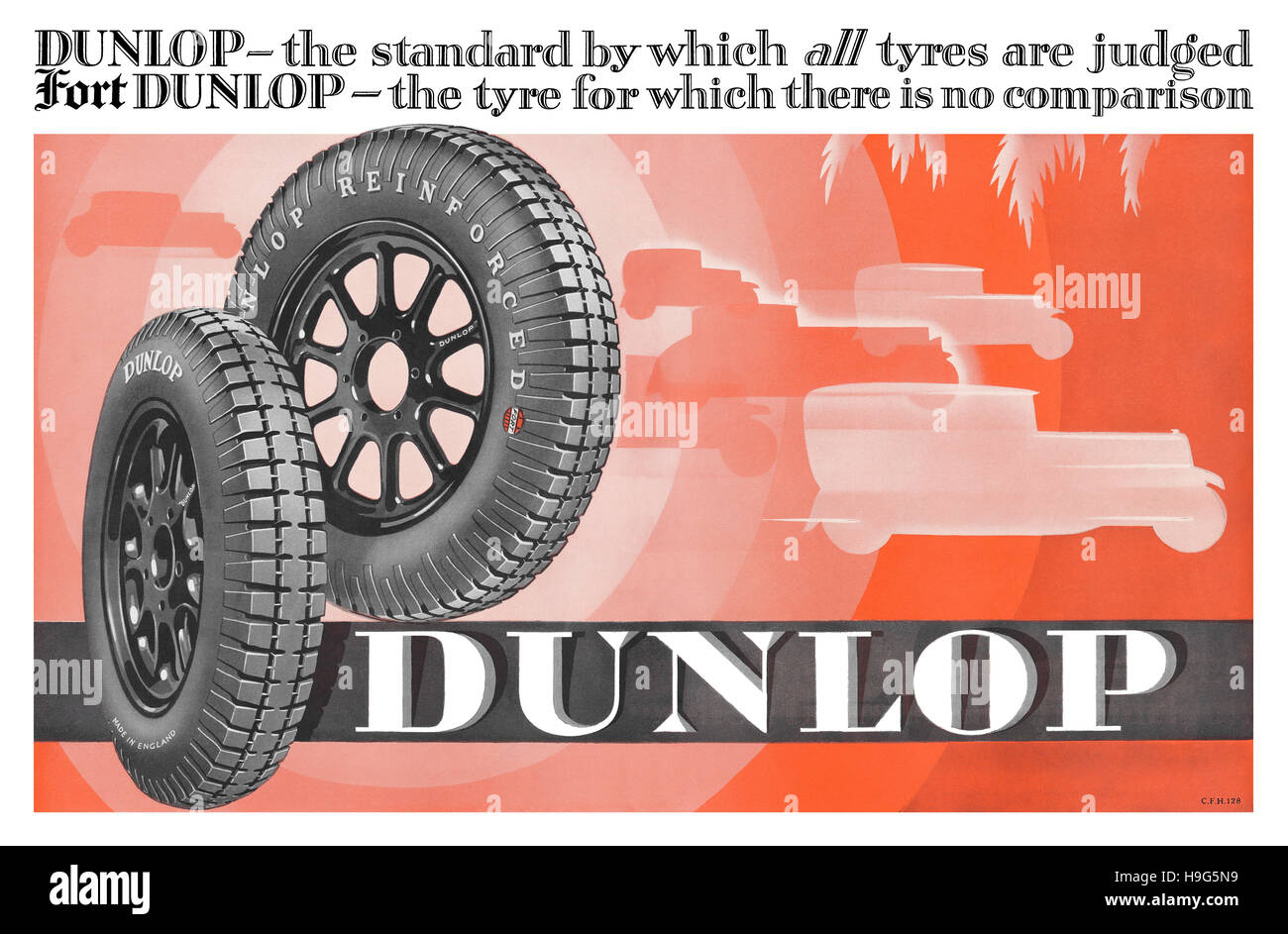 1930 La publicité pour les pneus Dunlop Photo Stock - Alamy
