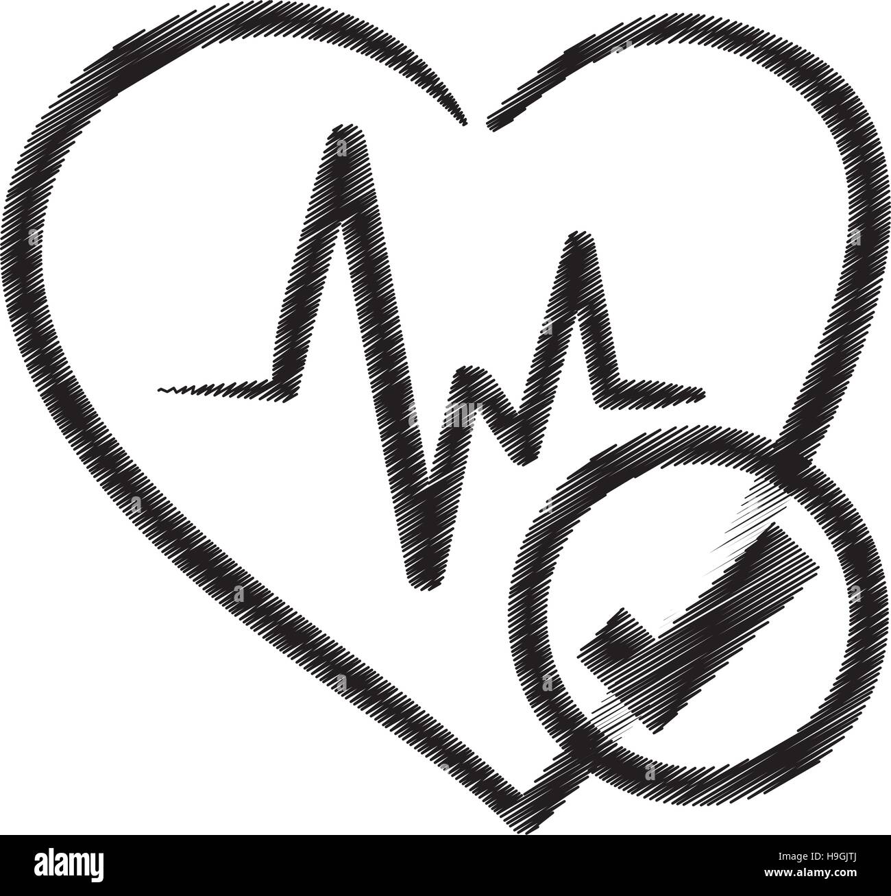 Dessin à la main la santé cardiaque ok Image Vectorielle Stock - Alamy