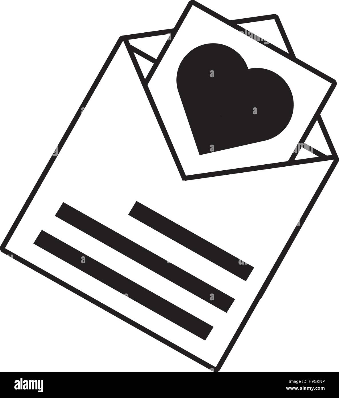 Les pictogrammes carte invitation mariage design coeur enveloppe Image ...