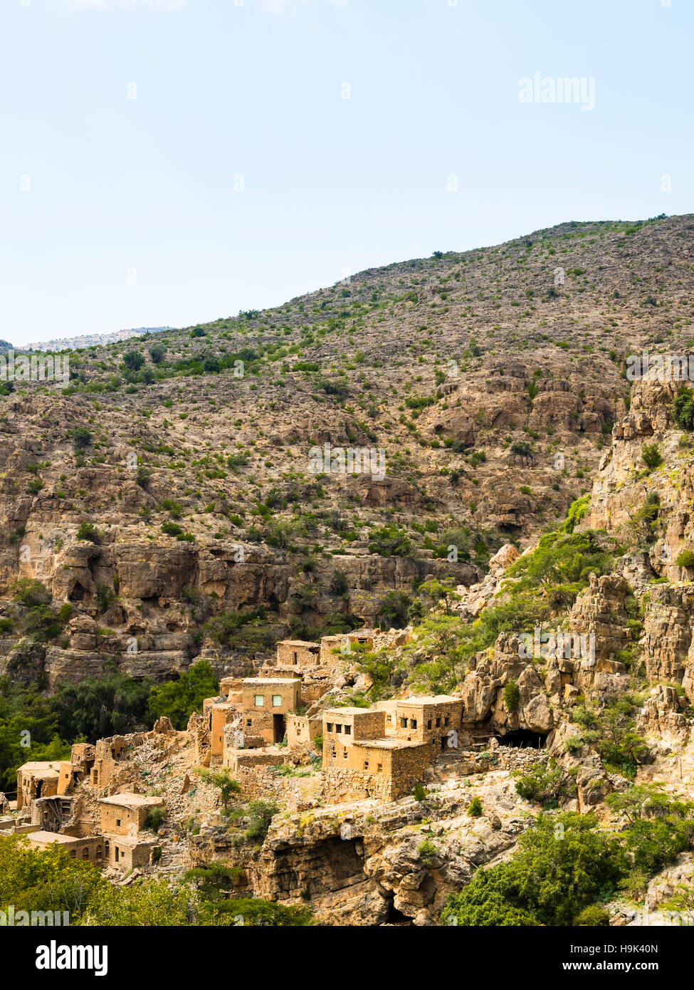 Oman, Jabal Akhdar, village abandonné Wadi Bani Habin Photo Stock - Alamy