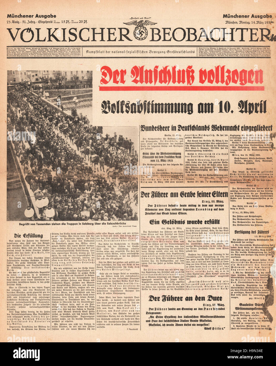 Völkischer beobachter germany 1938 Banque de photographies et d’images ...