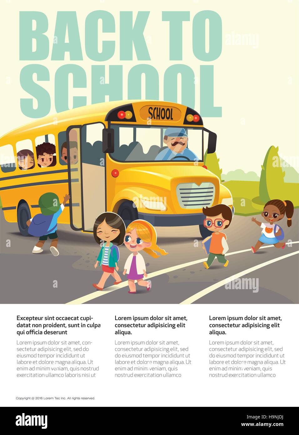 Arrêt de bus de l'école. Retour à l'école Concept de sécurité. Les ...