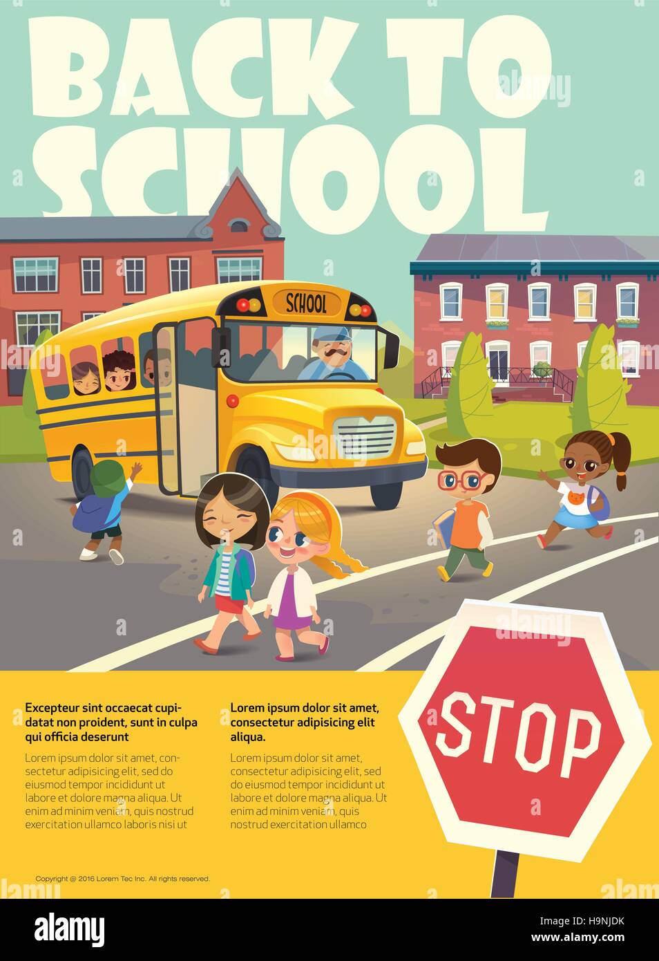 Arrêt de bus de l'école. Retour à l'école Concept de sécurité. Les ...