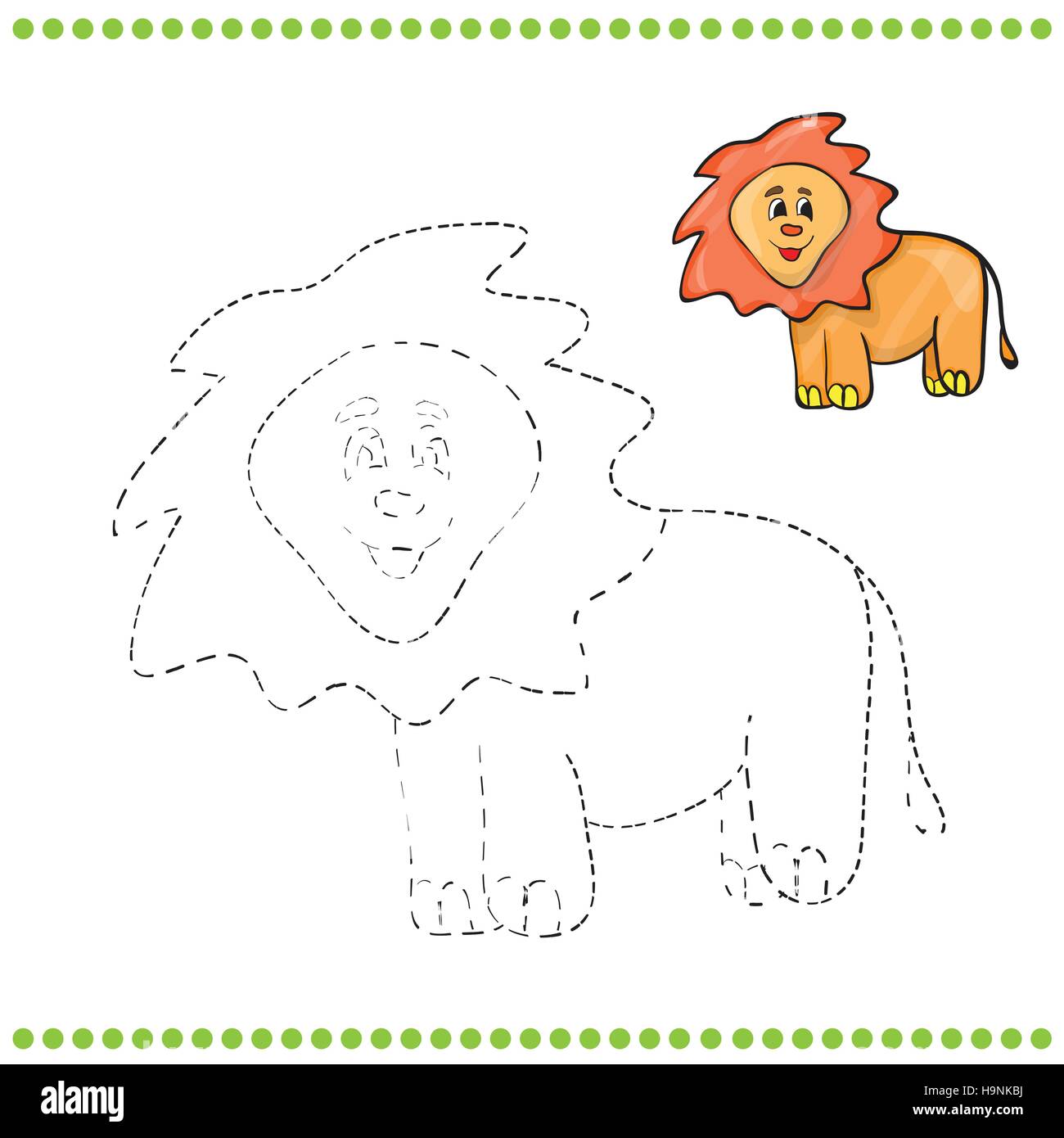 Relier les points et à colorier - lion Image Vectorielle Stock - Alamy