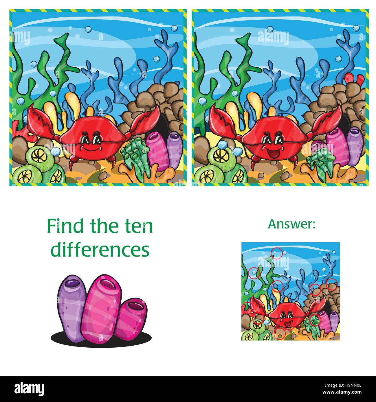 Trouvez les différences 10 jeu visuel avec fichier vectoriel - Répondre ...