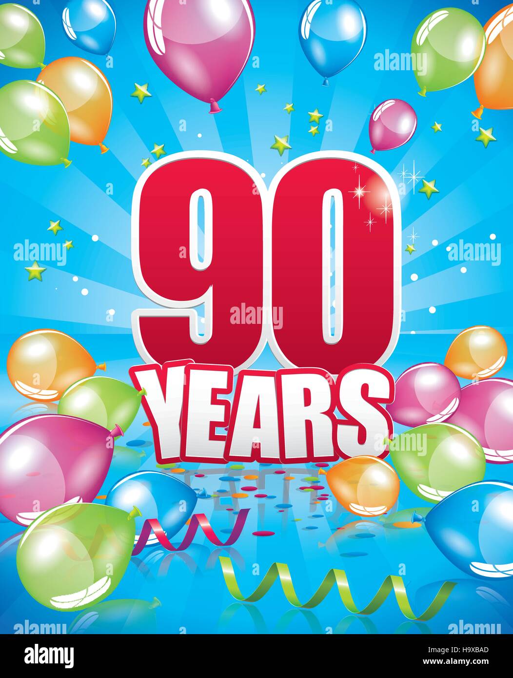 Carte d'anniversaire 90 ans éléments du vecteur complet Image ...