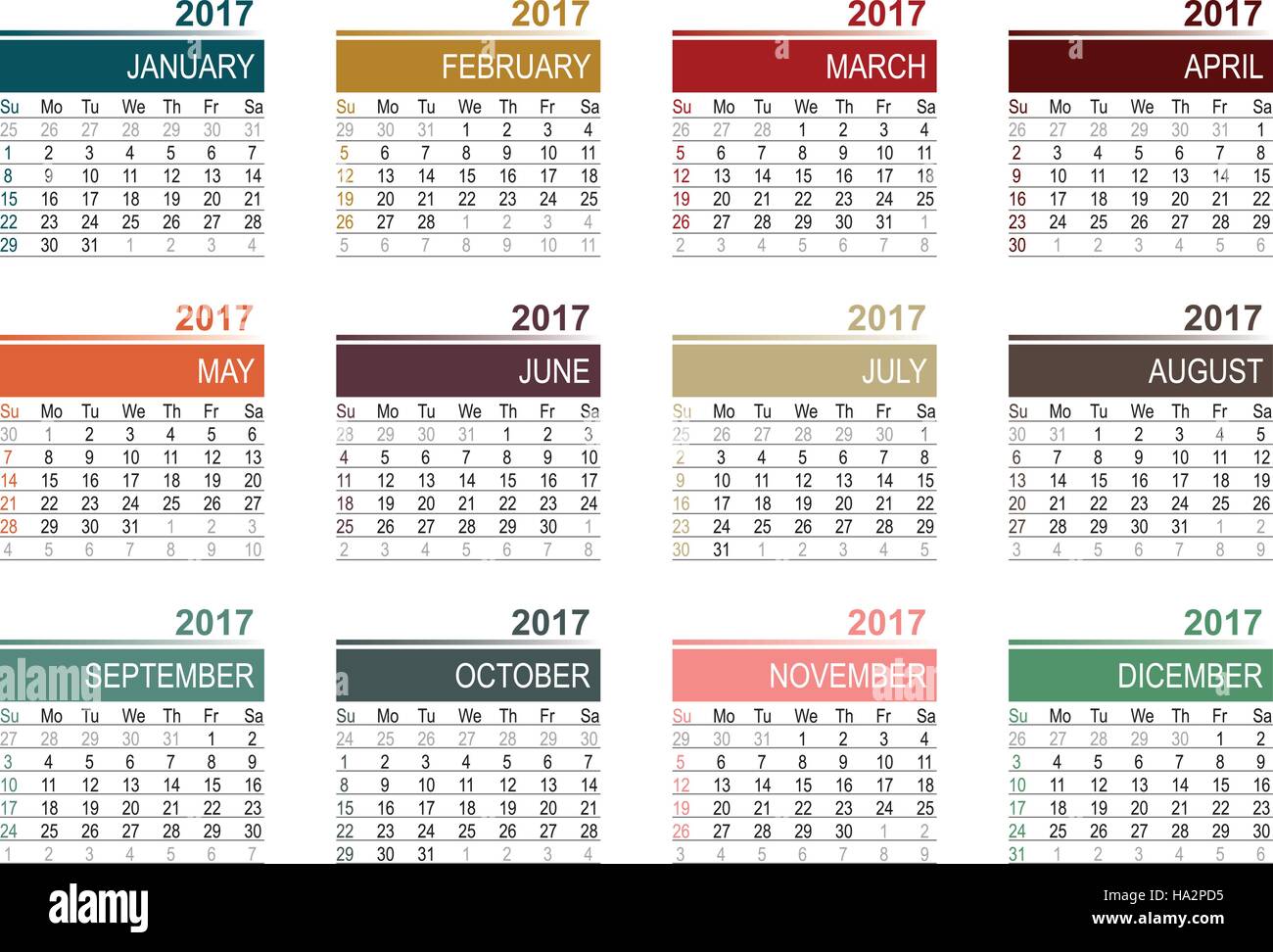 Calendrier avec la date Banque d'images vectorielles - Alamy
