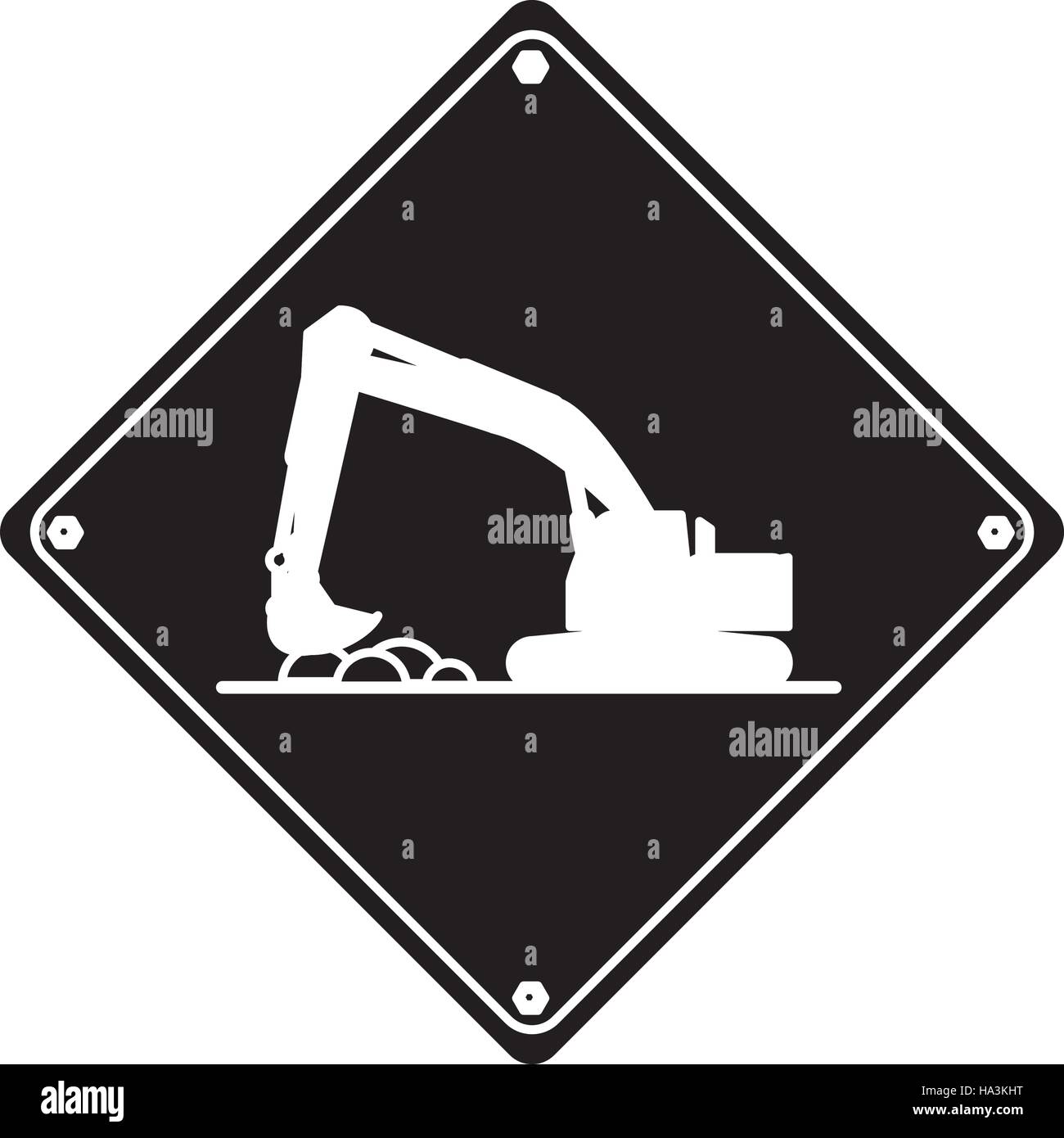 Travaux de construction de camion excavateur pictogramme dur Image ...