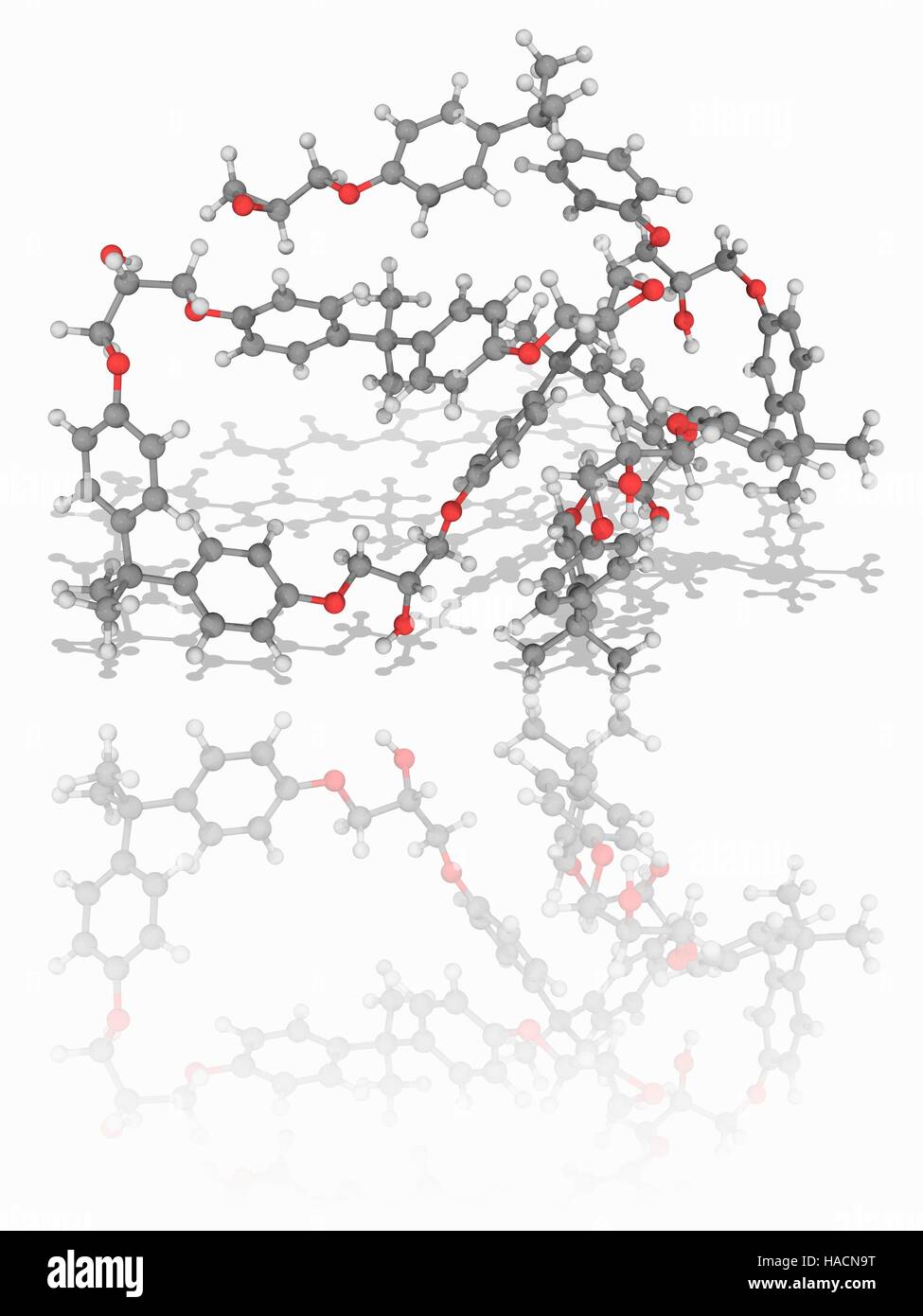 De résine polymère époxy. Le modèle moléculaire de plusieurs sous ...