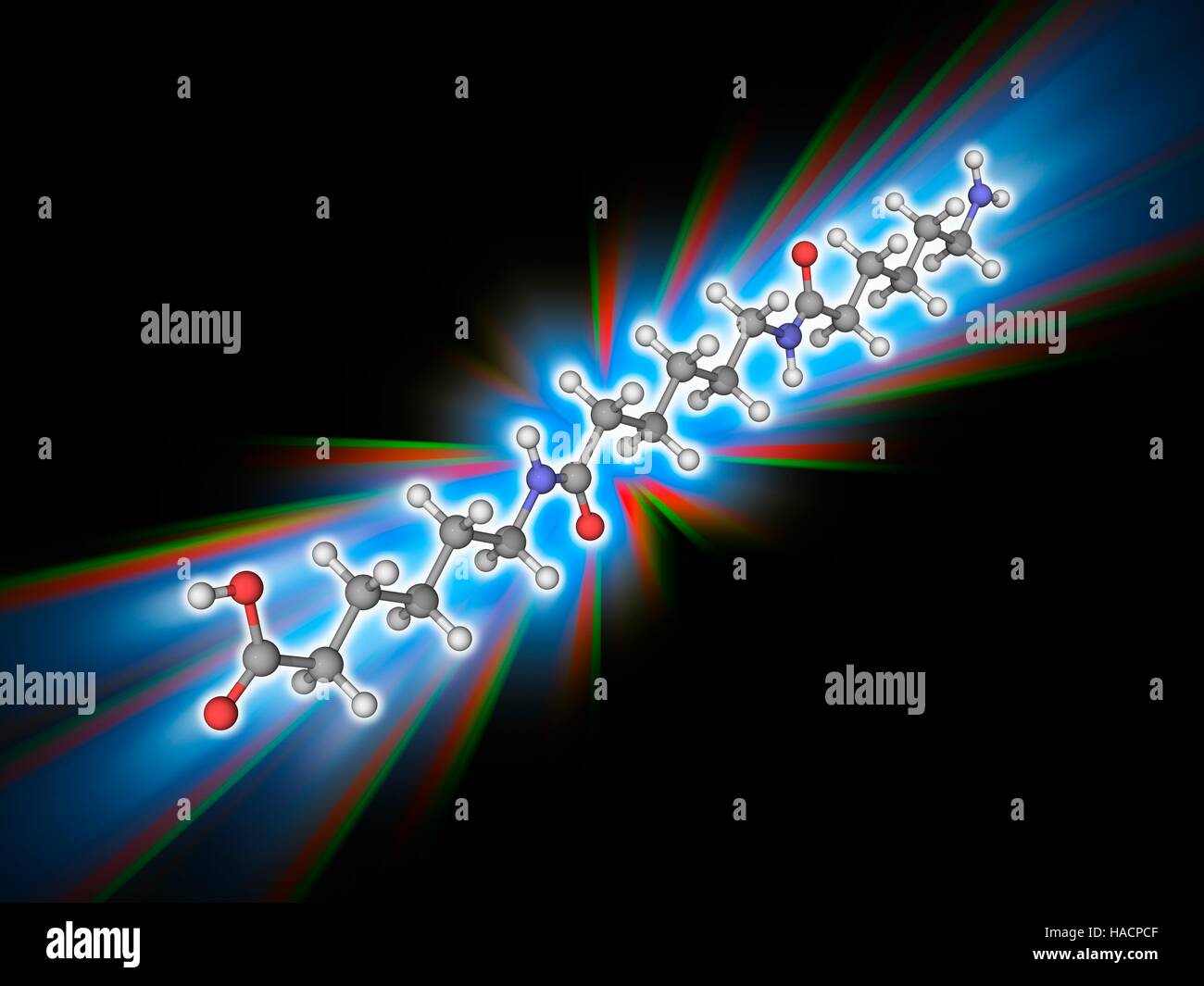 Polymère de nylon 6. Le modèle moléculaire de trois unités de la ...