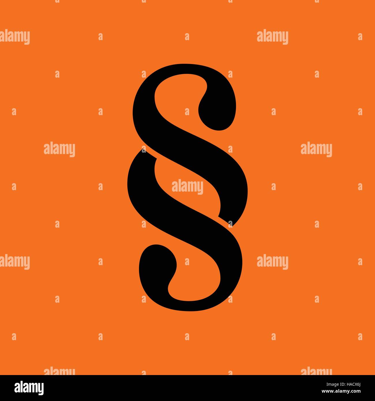 Icône symbole paragraphe. Fond orange avec du noir. Vector illustration ...