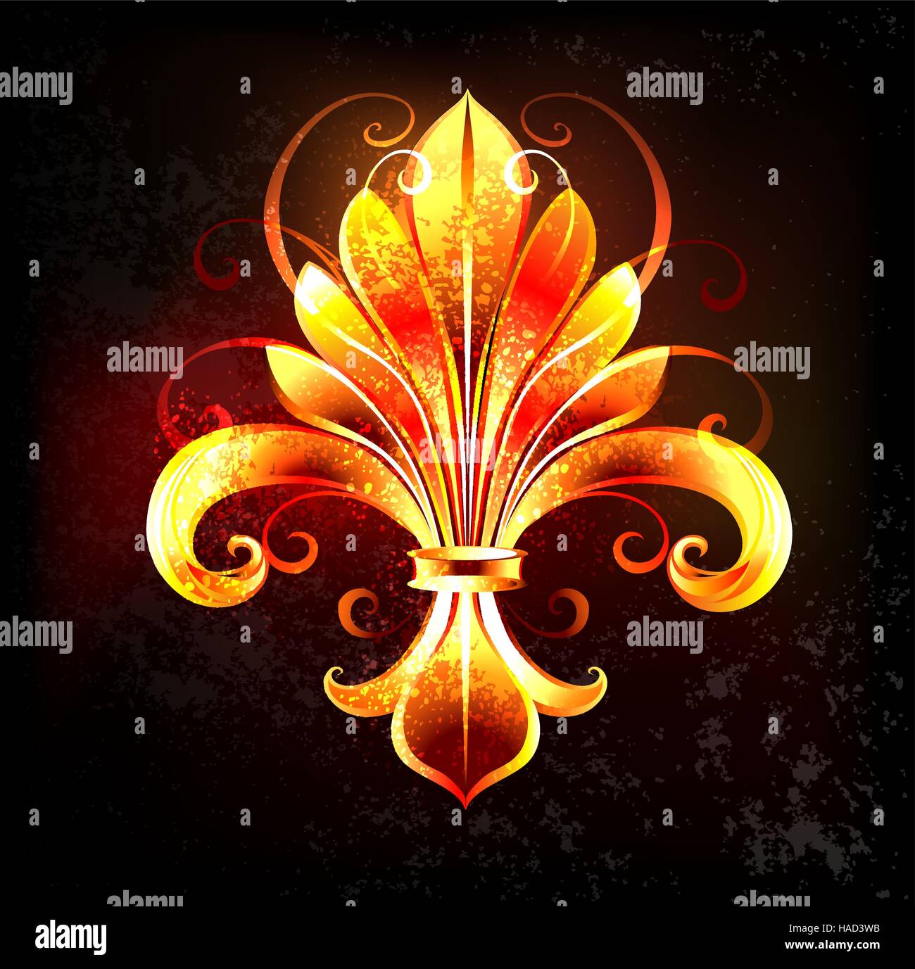 Feu peint artistiquement fleur de lis sur un fond texturé noir Image ...