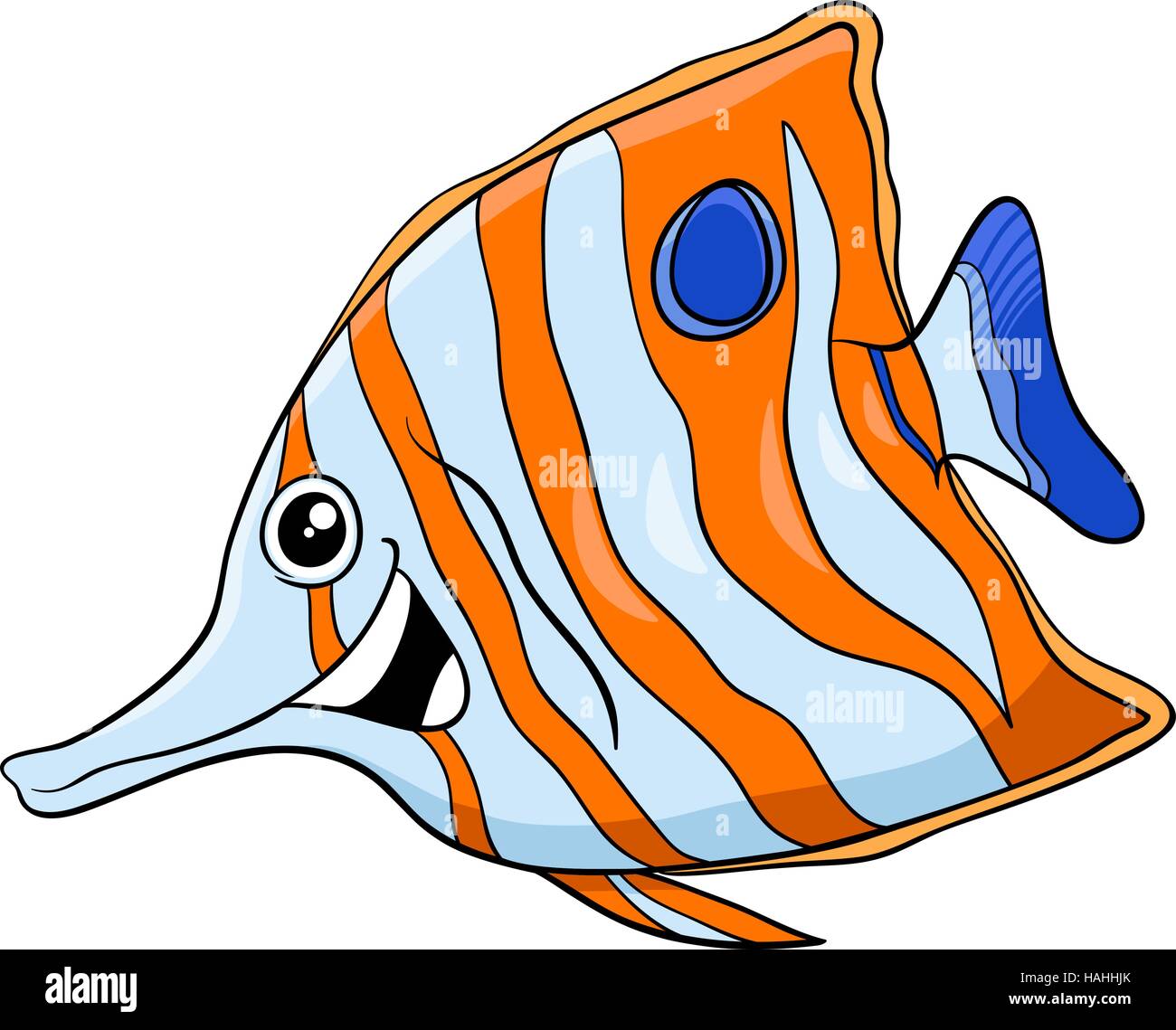 Cartoon Illustration d'Sixspine ou exotiques de poissons papillon ...