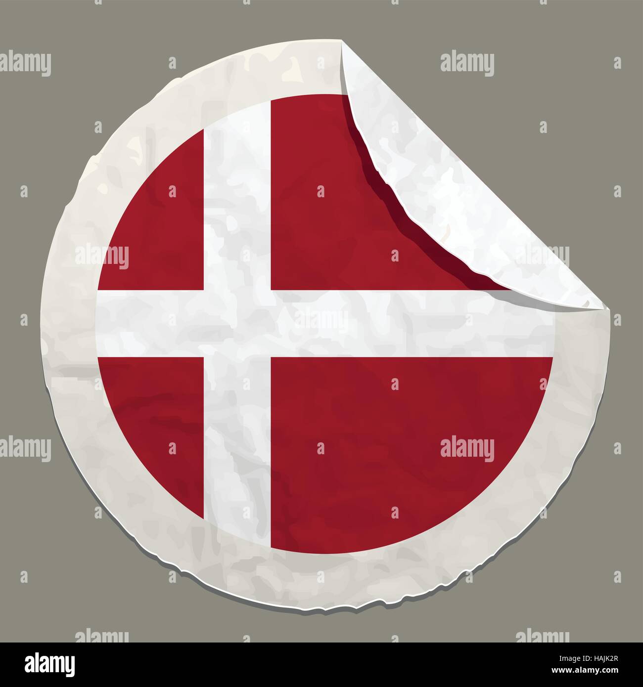 Symbole du drapeau Danemark sur une étiquette en papier Image ...