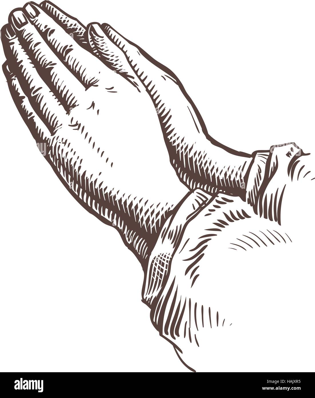 Mains jointes en prière. Vector illustration croquis Image Vectorielle ...