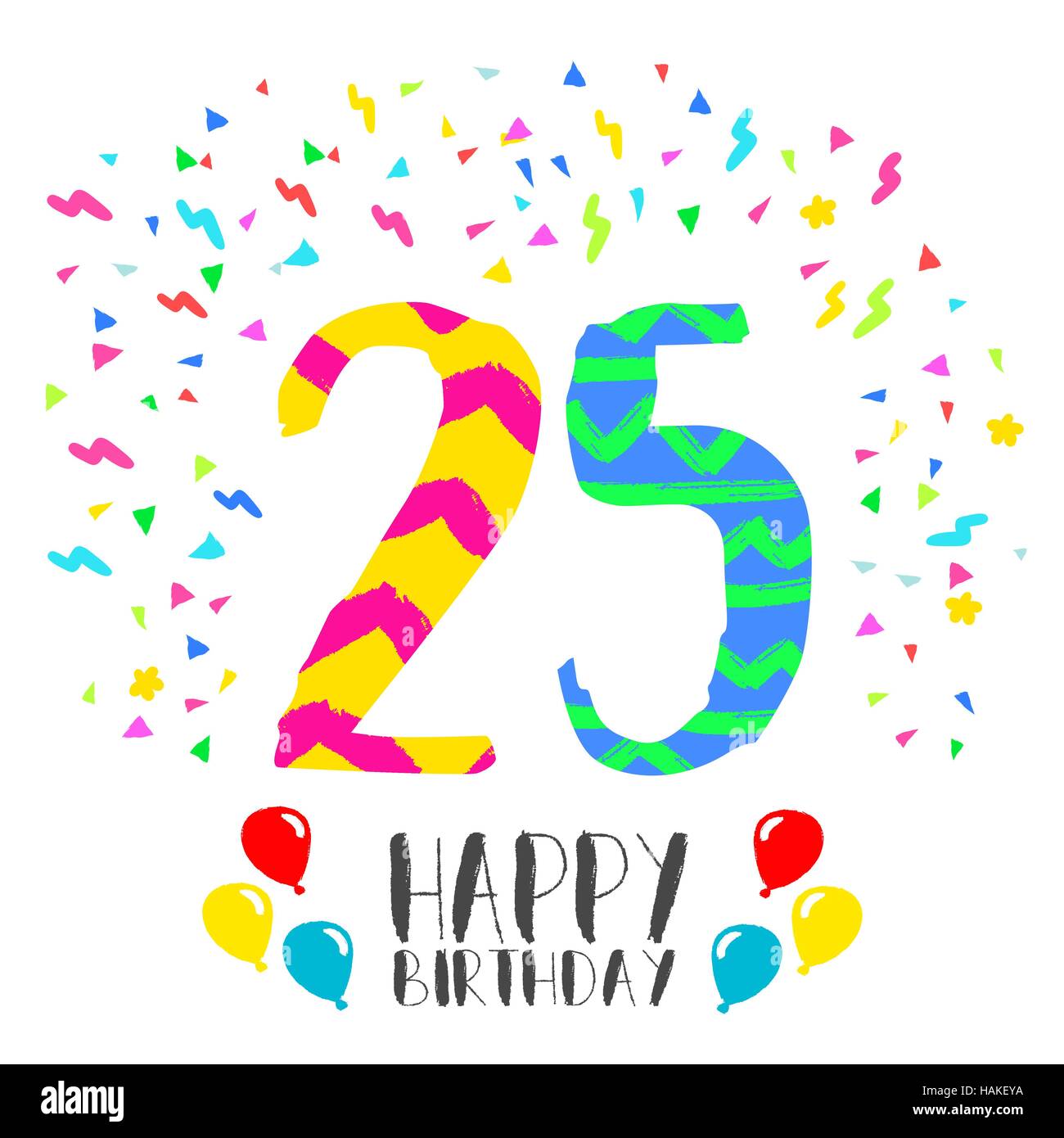 Joyeux anniversaire numéro 25, carte de souhaits pour vingt-cinq ans ...