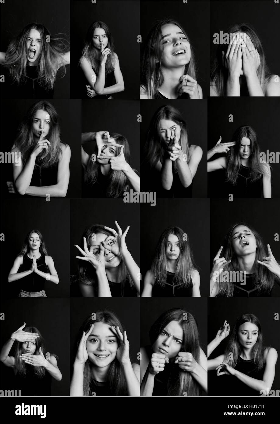 Collage avec différents types d'émotion humaine. La diversité de leurs ...