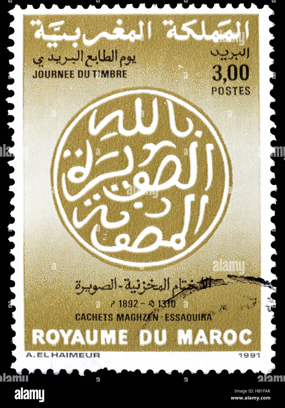 Timbre-poste imprimé par le Maroc, qui fait la promotion de la Journée ...