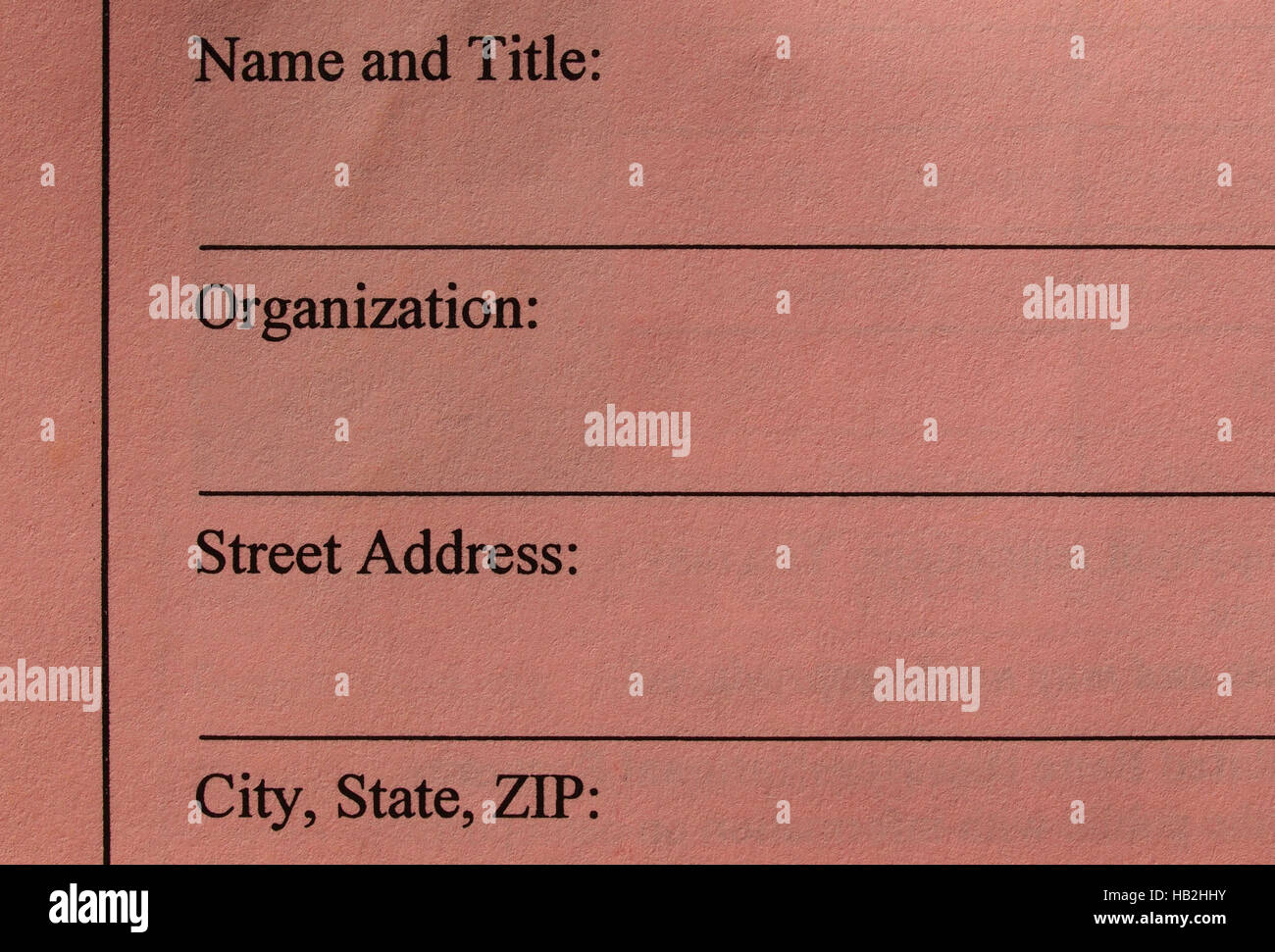 Formulaire vierge rose Photo Stock - Alamy