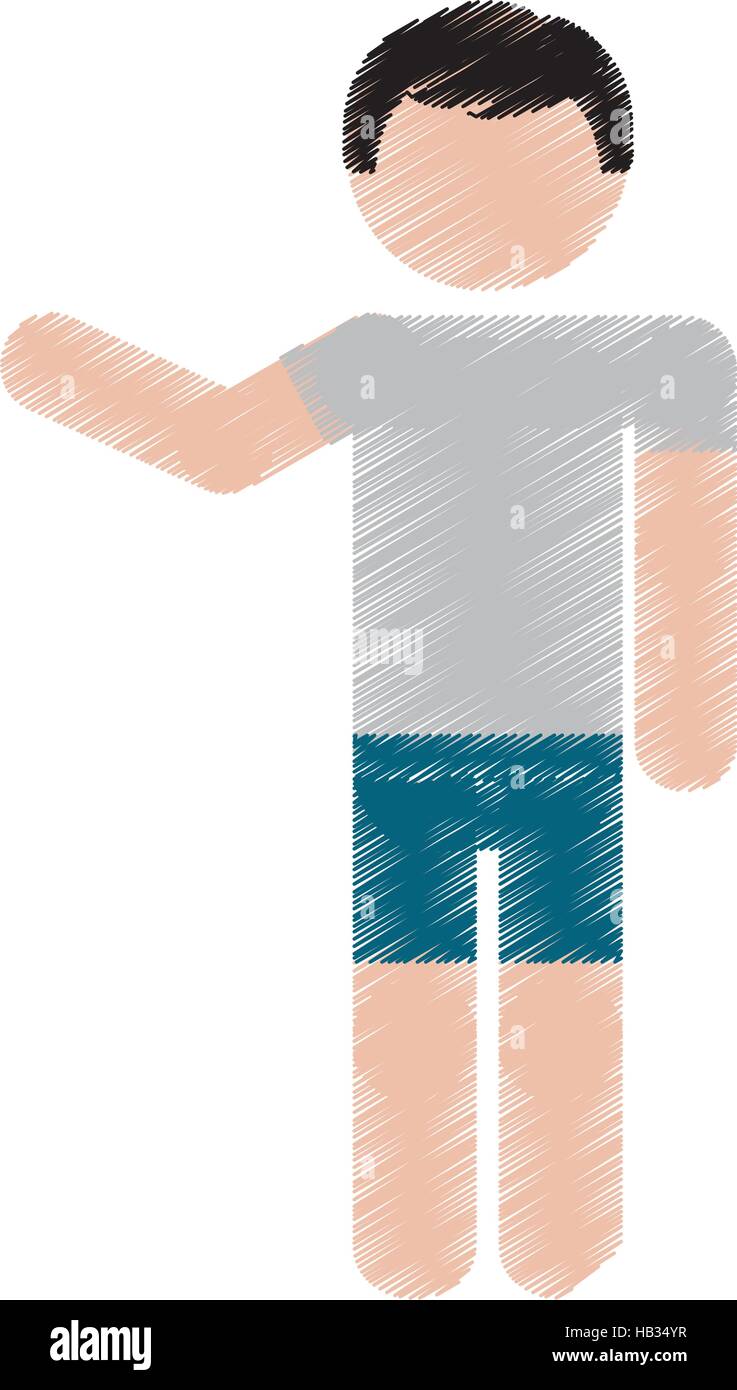 L'homme dessin animé en short et t shirt sur fond blanc et coloré ...