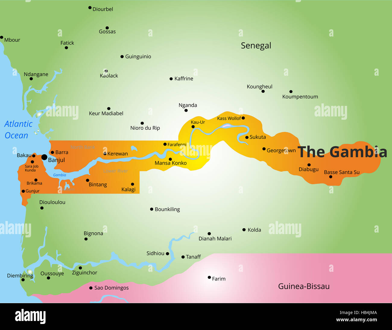 Carte des couleurs de Gambie Photo Stock - Alamy