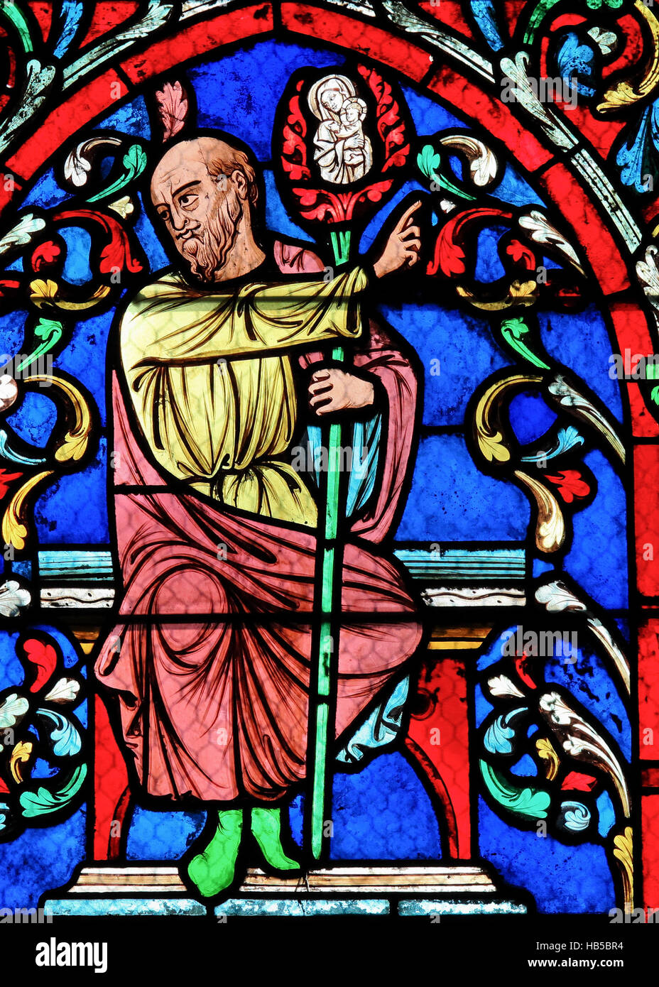 Détail de l'arbre de Jessé sur 19e siècle vitrail dans la Cathédrale ...