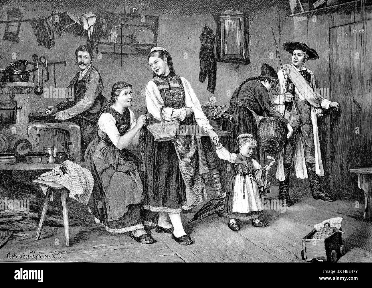 Paysans en famille noir et blanc Banque de photographies et d’images à ...