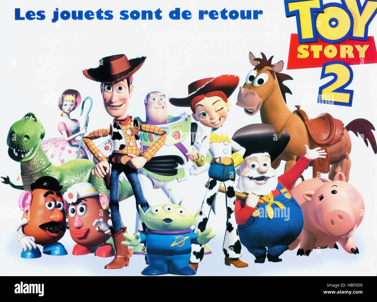 TOY STORY 2, avant : M. Potato Head, Mme Patate Head, Woody, Jessie, martienne la Cowgirl ...