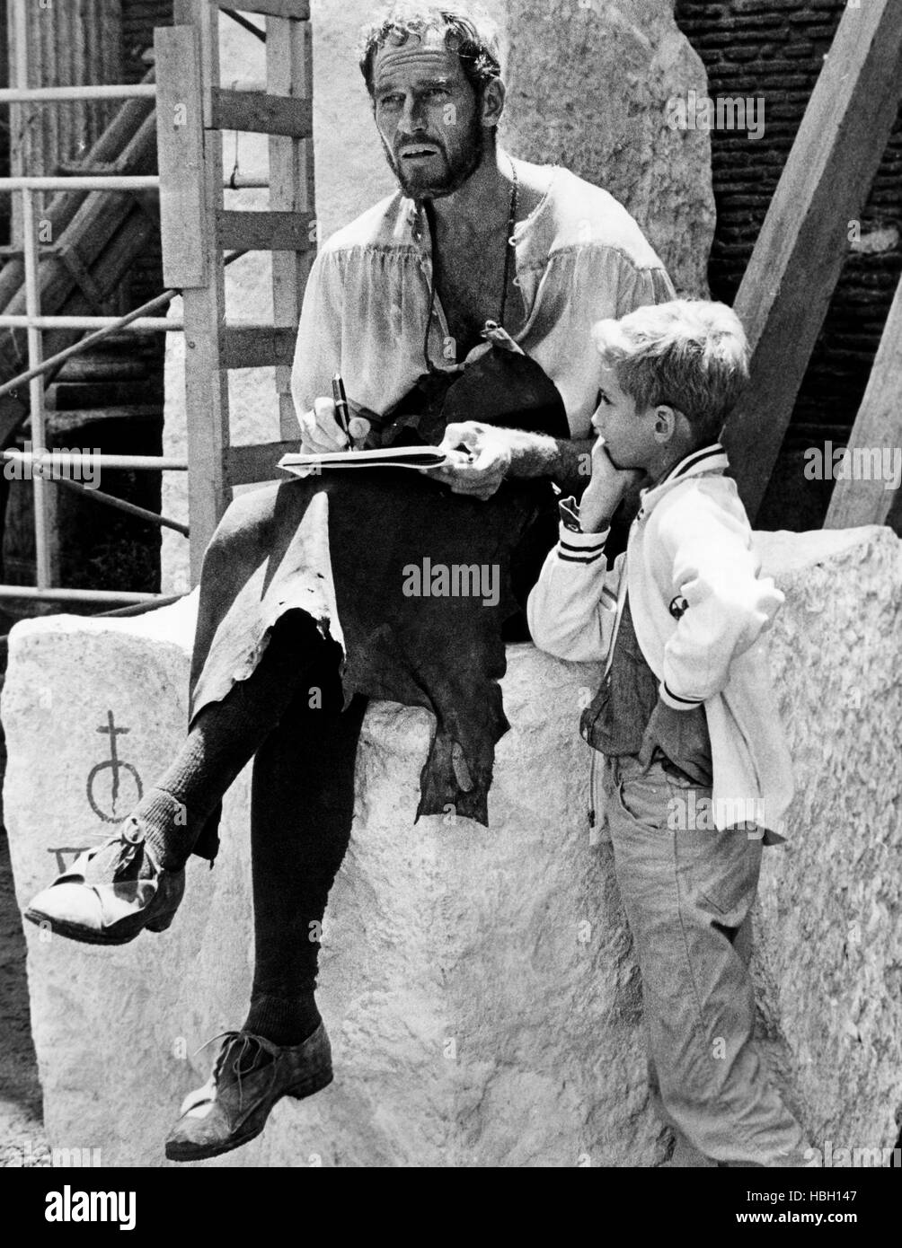 L'agonie et l'extase, Charlton Heston, sur l'emplacement à Rome avec ...