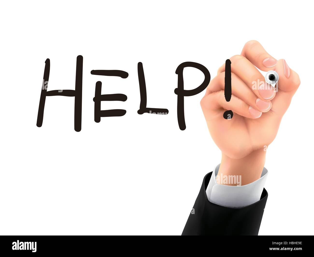 Aide écrite sur un coup de main Banque d'images vectorielles - Alamy