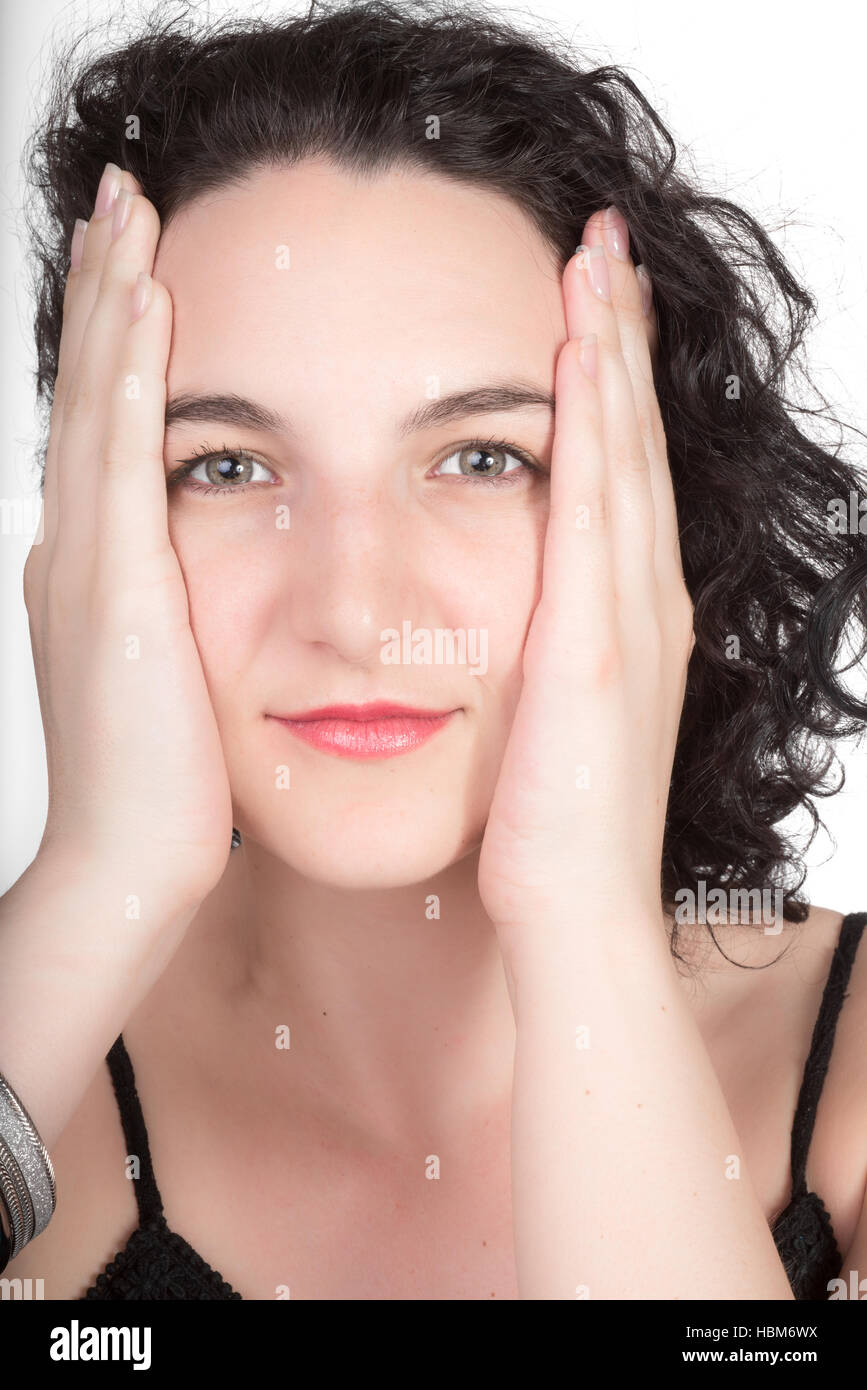 Mains sur le visage femme Banque de photographies et d’images à haute ...