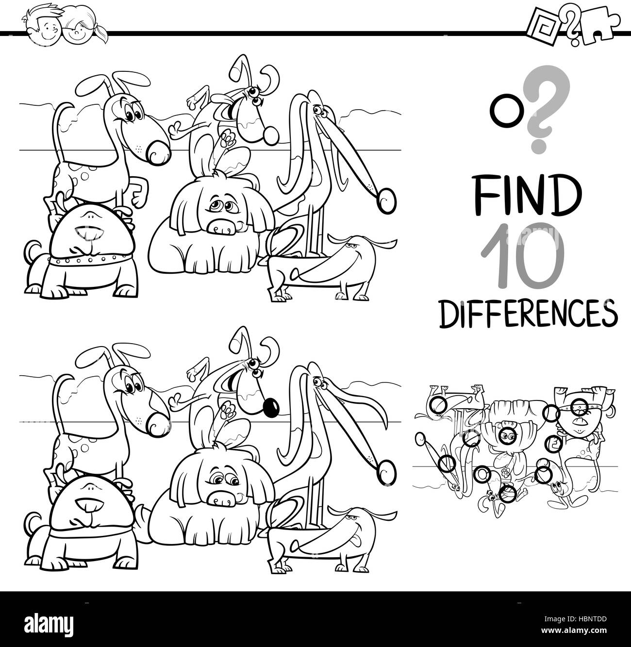Trouve Les Differences Banque d'images noir et blanc - Alamy
