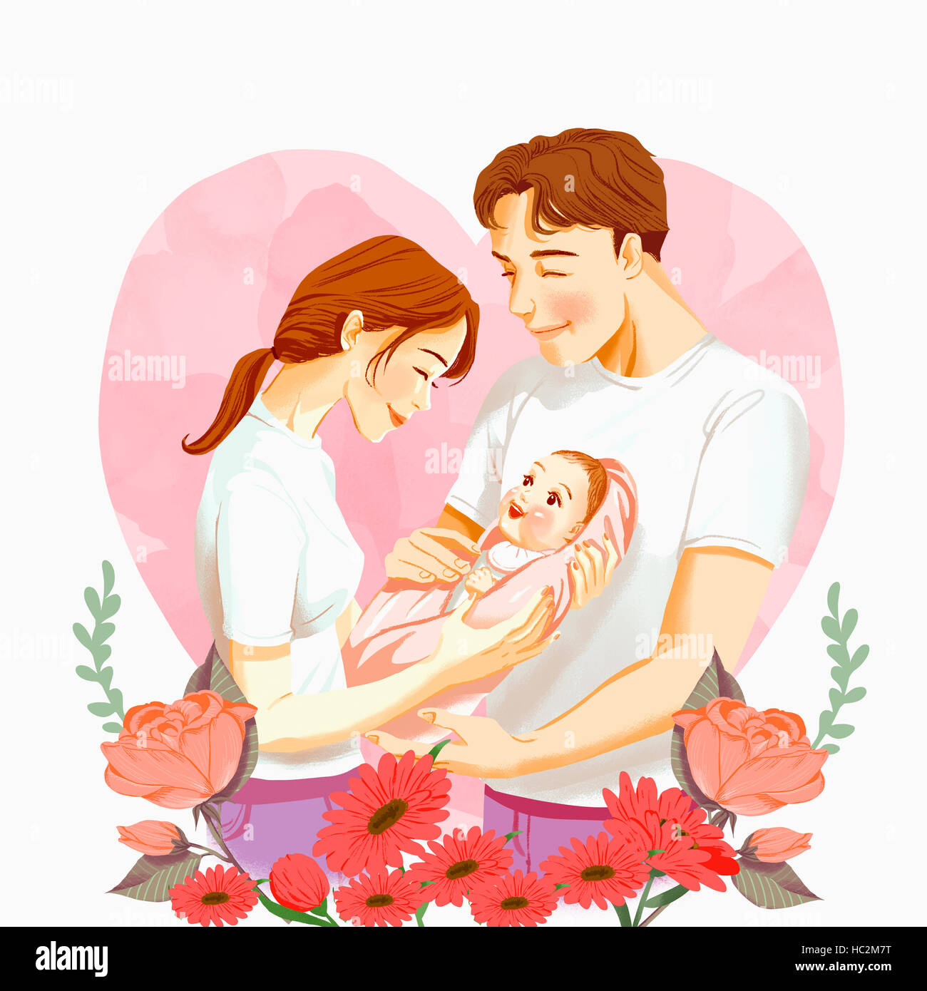 La famille harmonieuse, couple d'amoureux avec leur bébé Photo Stock ...