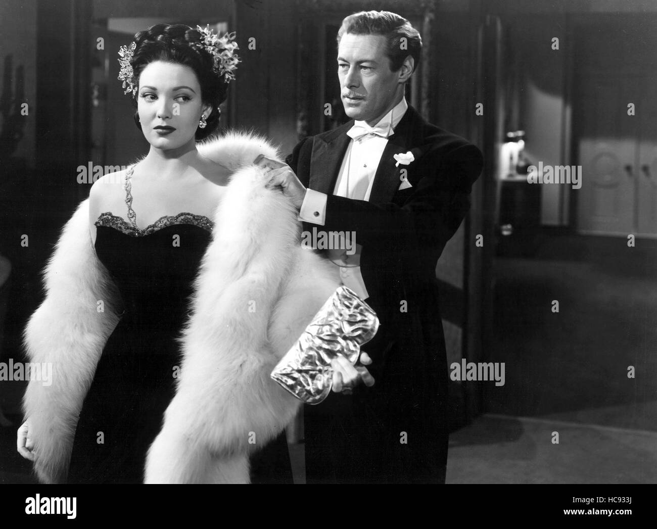 Une infidélité vôtre, Linda Darnell, Rex Harrison, enlever manteau ...