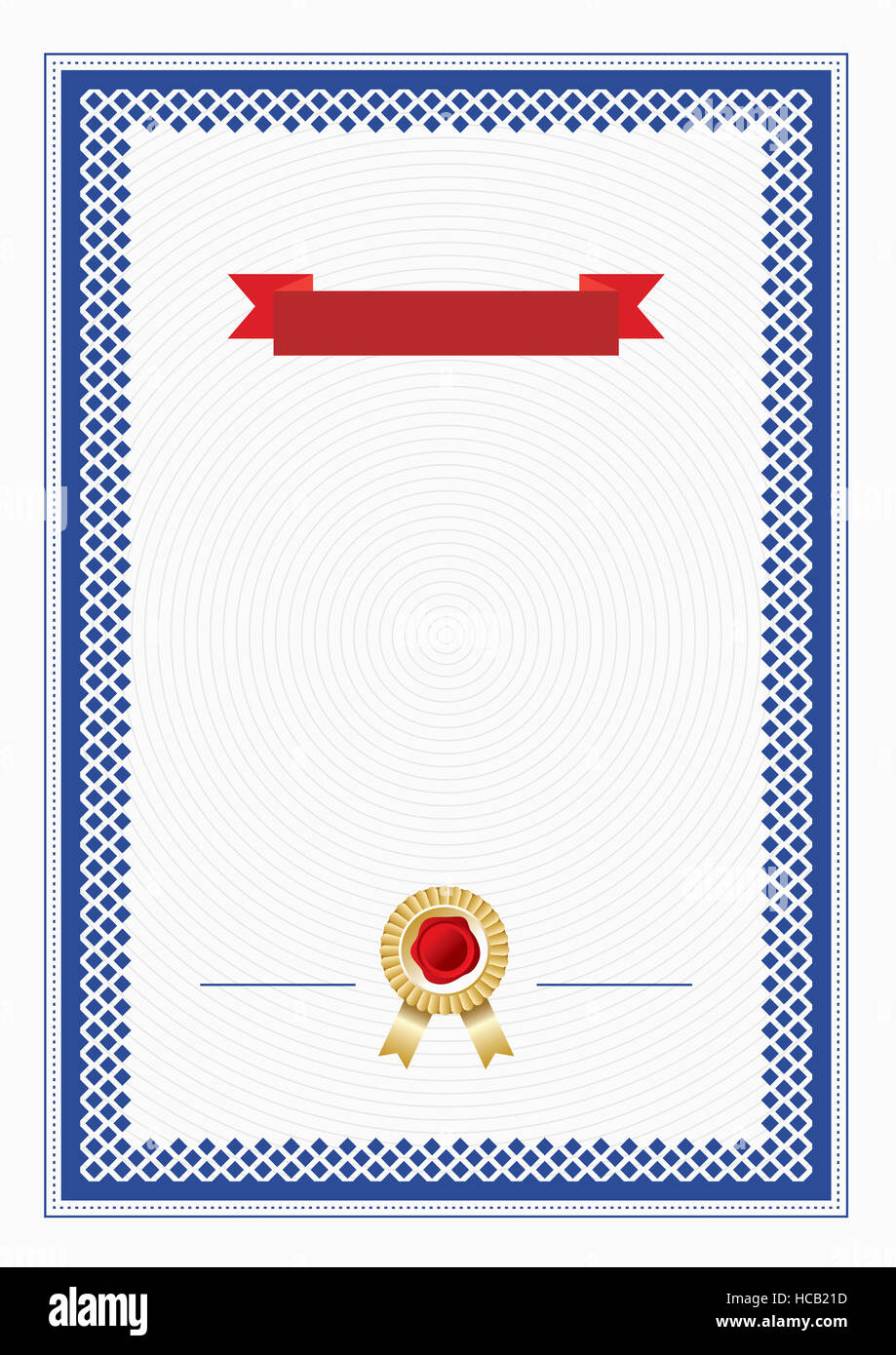 Certificat de mérite avec le ruban et l'emblème Photo Stock - Alamy