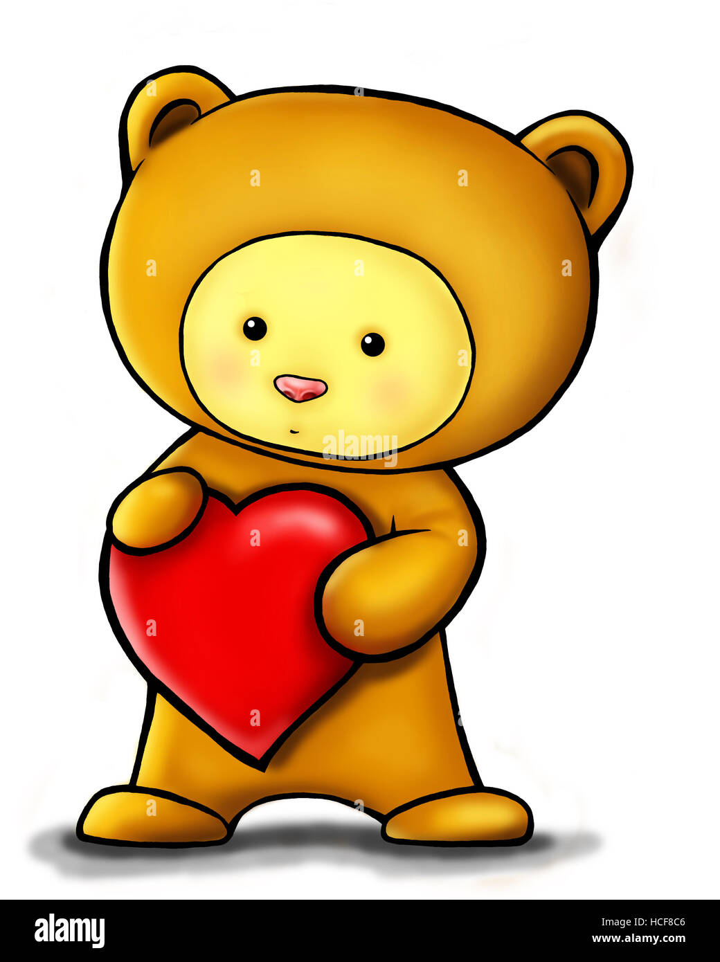 Joli ours tenant un grand coeur Photo Stock - Alamy