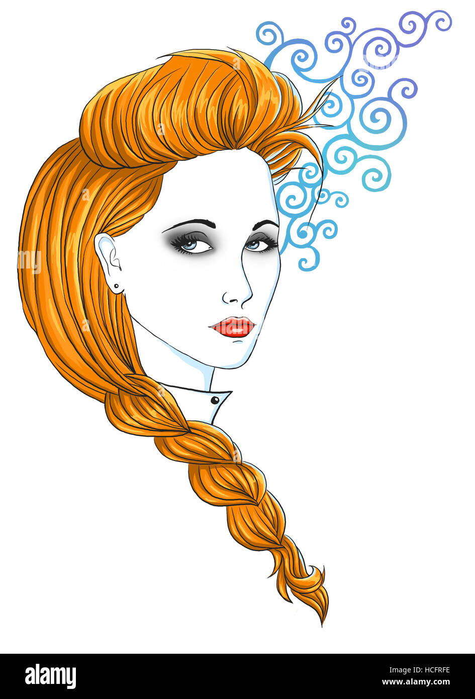 Portrait d'une belle jeune fille rousse avec une tresse Photo Stock - Alamy