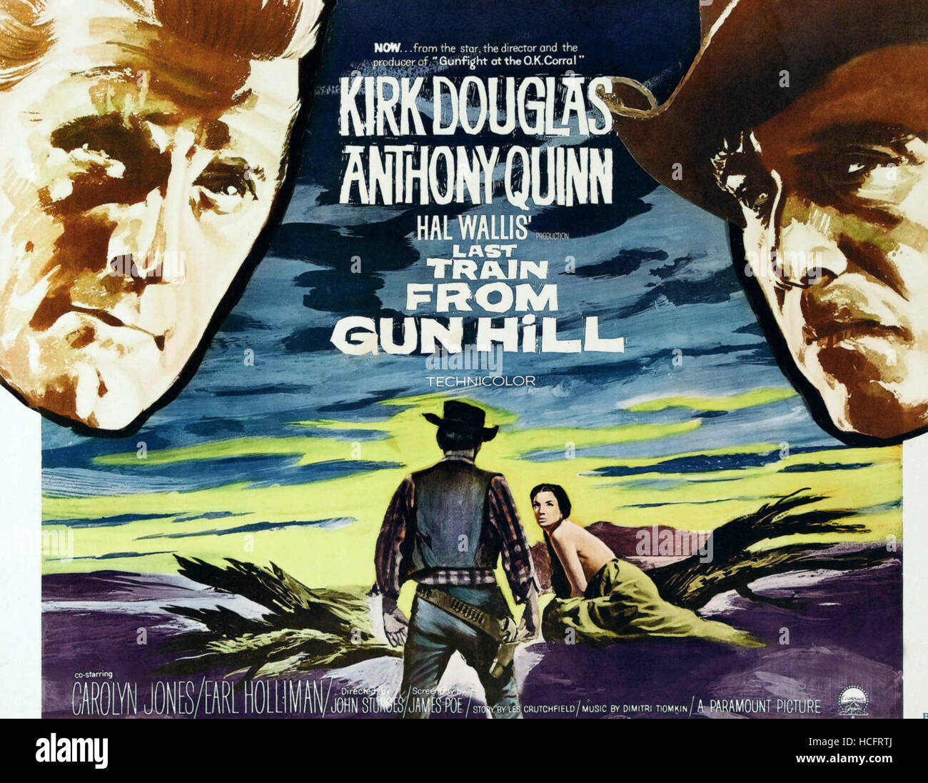 Dernier TRAIN DE GUN HILL, haut l-r : Kirk Douglas, Anthony Quinn, bas ...