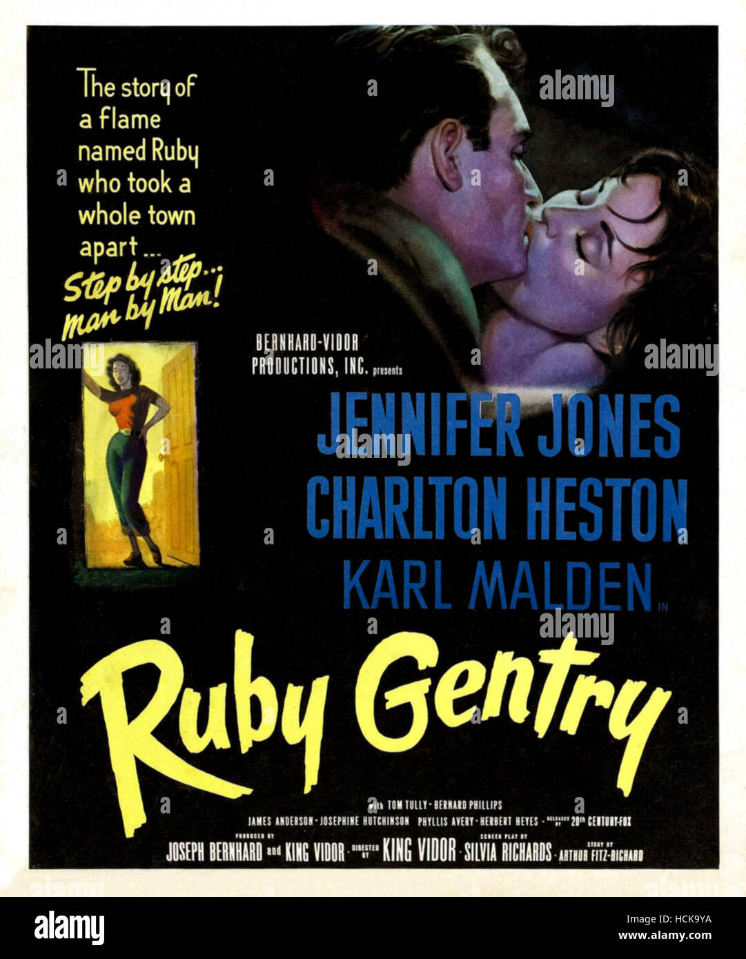 RUBY GENTRY, Jennifer Jones (à gauche), Charlton Heston (milieu), 1952. TM et © Copyright 20th ...