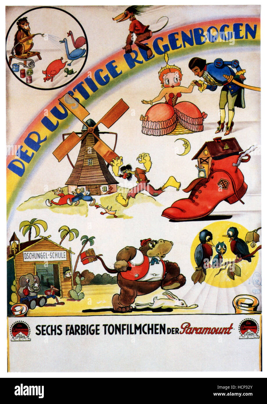 DER LUSTIGE REGENBOGEN, Allemand Une affiche annonçant les personnages ...