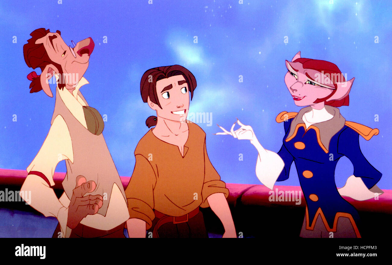 TREASURE PLANET, le Dr Doppler, Jim Hawkins, le capitaine Amelia, 2002 ...