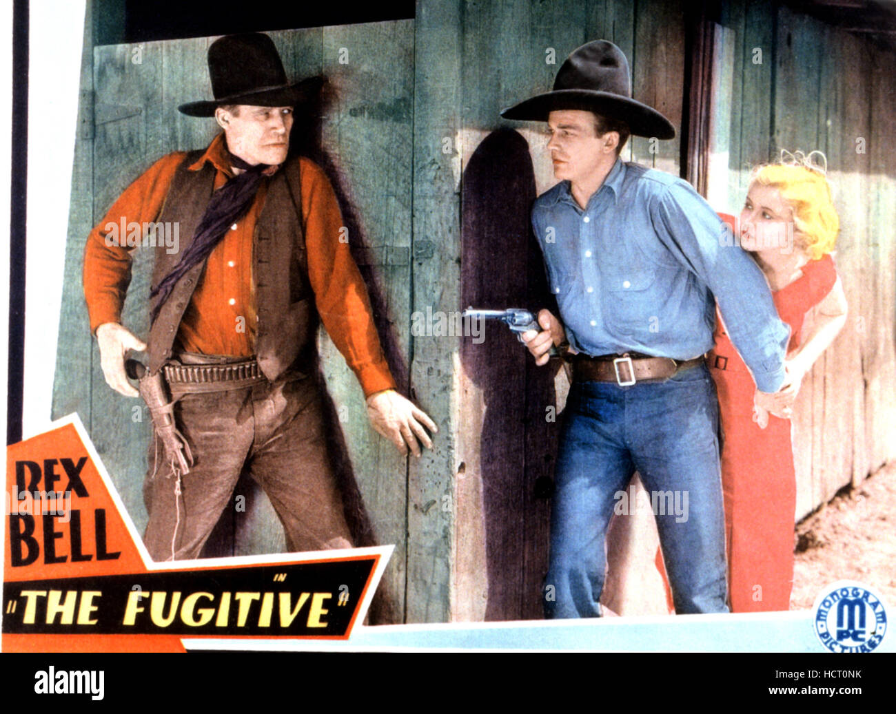 Le fugitif, centre : Rex Bell, extrême droite : Cecilia Parker sur lobbycard, 1933 Photo Stock ...