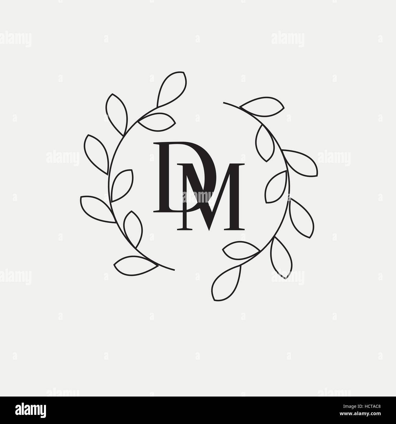 Monogramme logo symbole vecteur linéaire. Lettre Premium logo DM ...